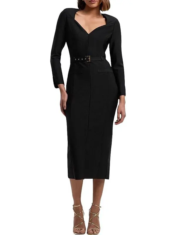 Karen Millen Figure Form Bandage Belted Midi Dress - Black