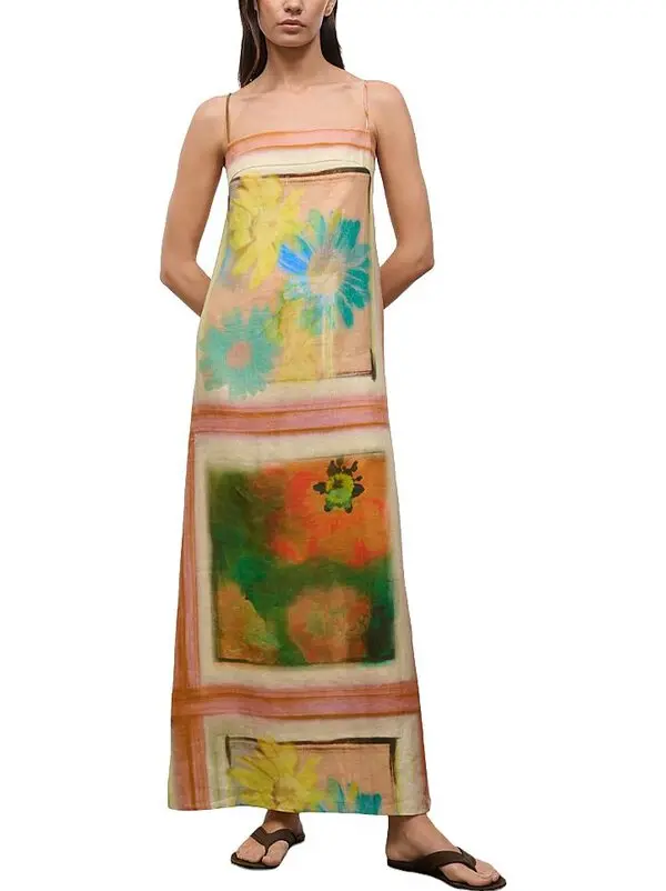 Staud Laura Linen Dress - Superbloom