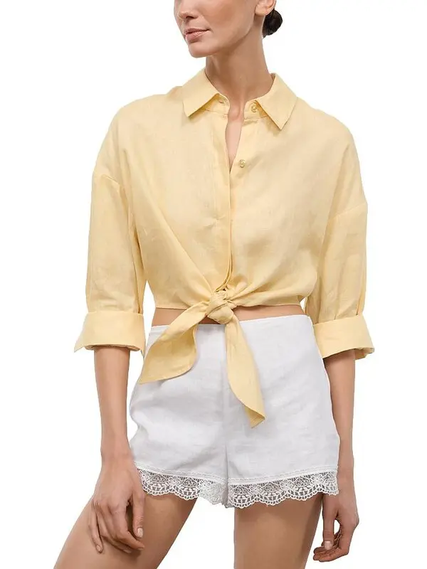 Staud Lisa Linen Top - Butter