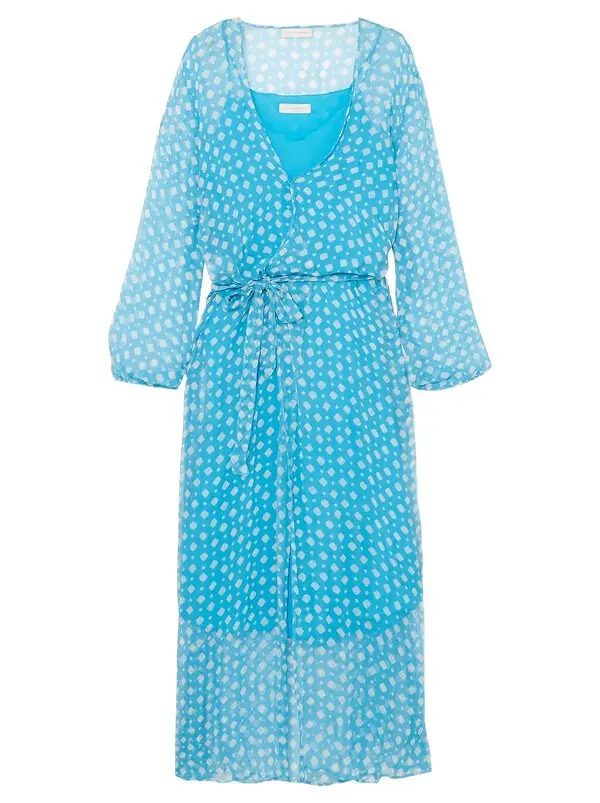 Cloe Cassandro Jemima Printed Silk-crepon Midi Wrap Dress - Azure