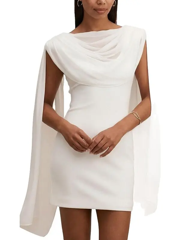 EVER NEW Mini Dress With Draped Shawl - Porcelain