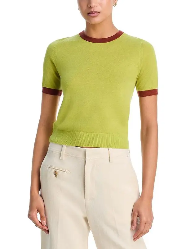 Guest In Residence Airy Cashmere Ringer Tee - Evoo/burnt