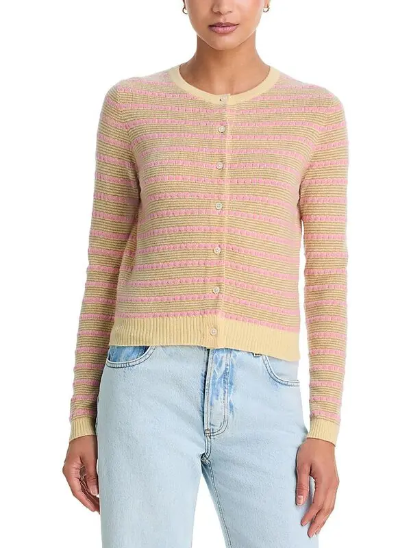 Guest In Residence Jane Cashmere Striped Cardigan - Butter Combo