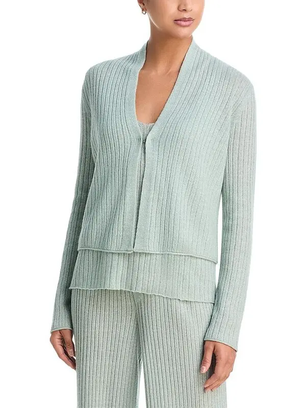 Guest In Residence Ribbed Stealth Cardigan - Sage Brush