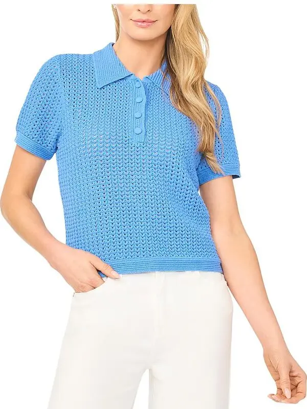 Ted Baker London Short Sleeve Texture Pointelle Polo - Granada Sky