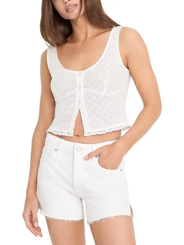 Good American The Eyelet Top - White