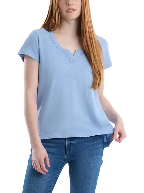 WILT CLOTHING Placket Hi-lo Tee - Placid Blue