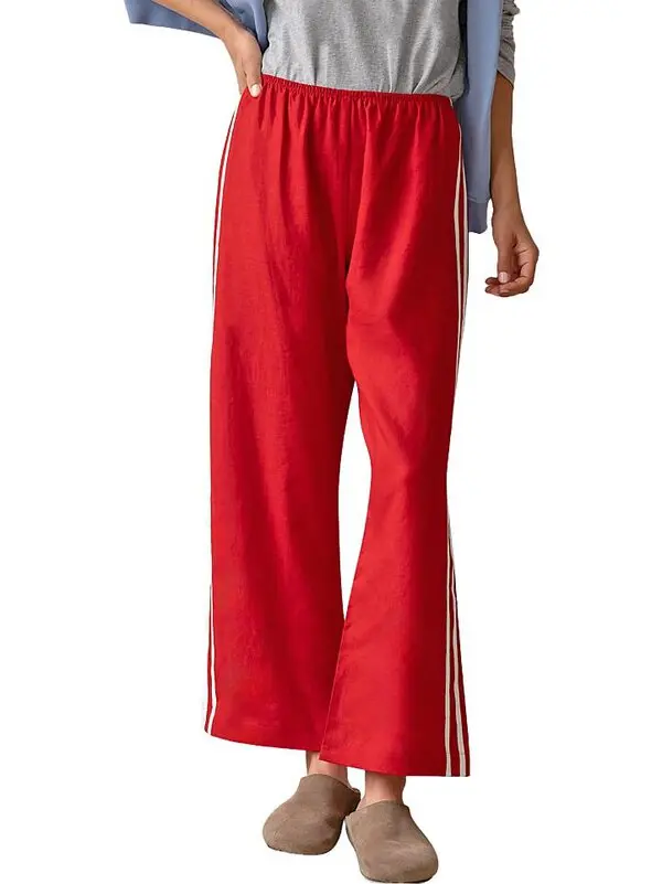 Donni. Linen Crop Stripe Pants - Bell Pepper