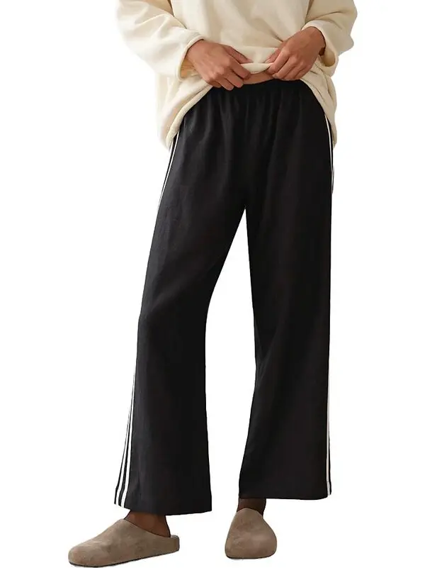 Donni. The Linen Crop Racer Stripe Pants - Jet