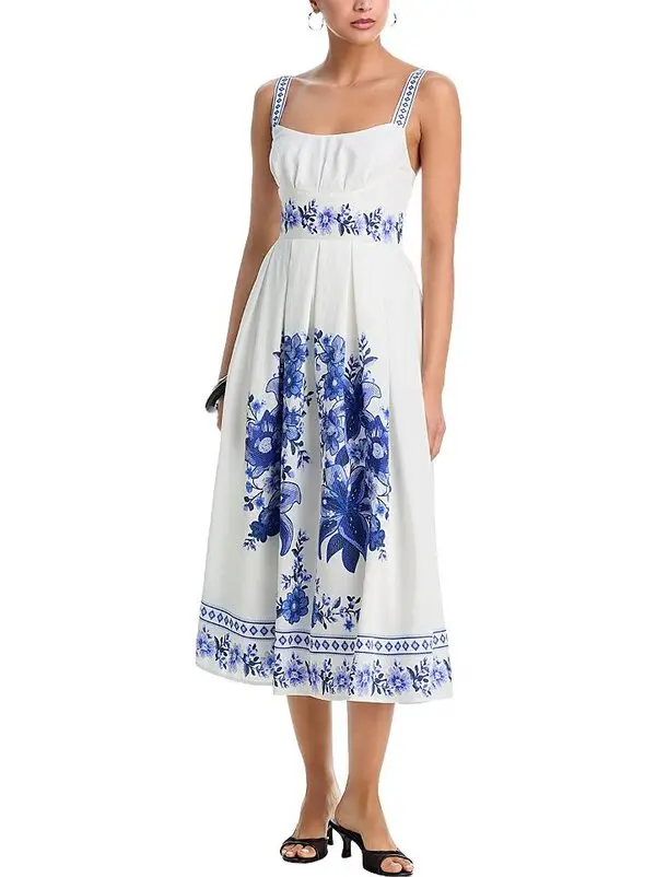 Moon River Floral Midi Dress - Off White Multi