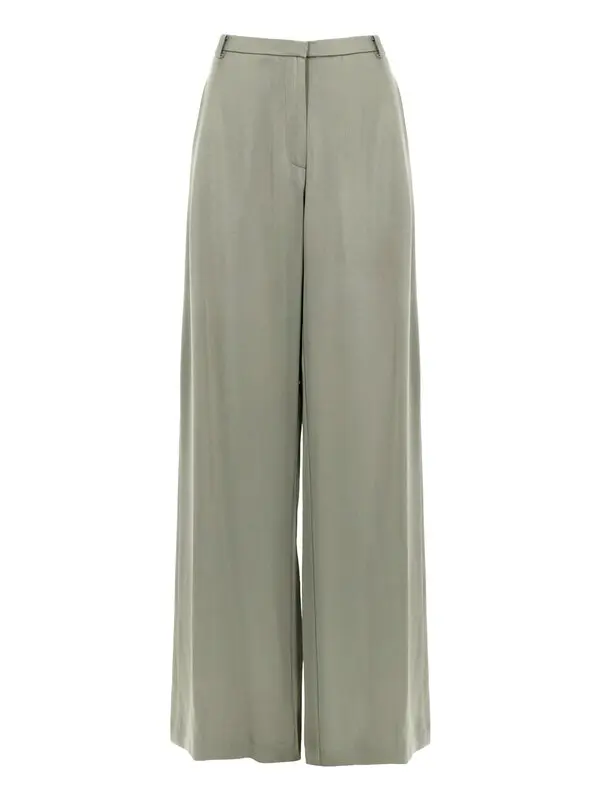 ALYSI Wide Leg Satin Trousers - Green