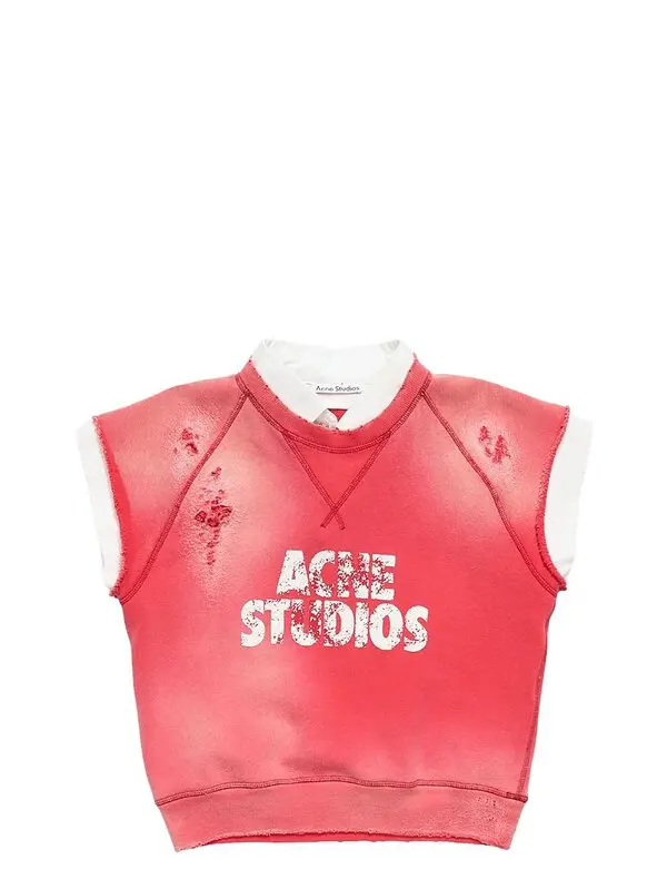 Acne Studios Layered Look Sleeveless Sweatshirt - Red/white
