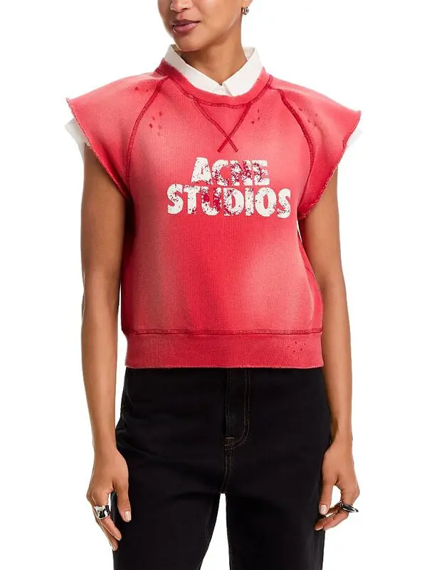 Acne Studios Layered Sleeveless Sweatshirt - Red/white
