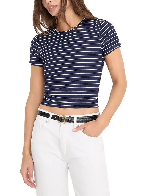 Good American The Rib Baby Tee - Simple Stripe Horizon Ink
