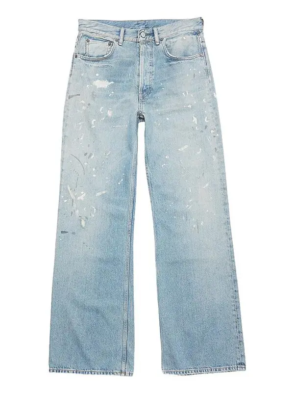 Acne Studios Paint Splatter Wide Leg Jeans - Light Blue