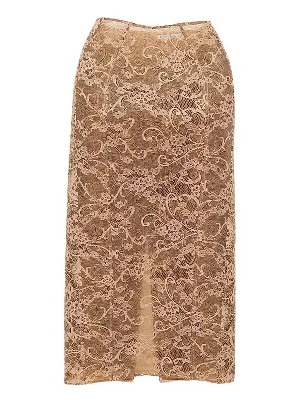 Acne Studios Lace Pencil Skirt - Bronze Brown