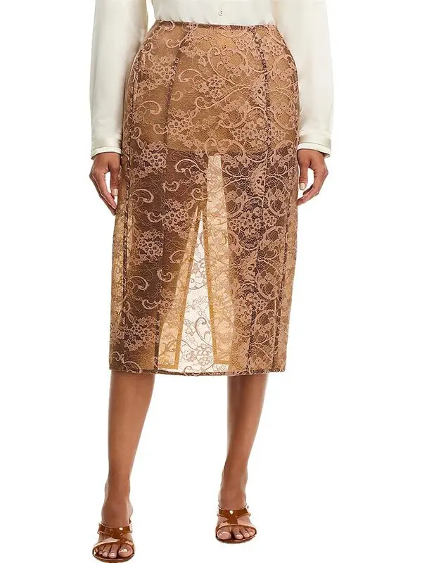 Acne Studios Lace Pencil Skirt - Bronze Brown