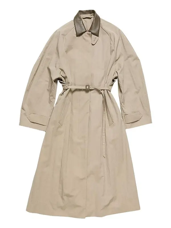 Acne Studios Leather Collar Trench Coat - Khaki Grey