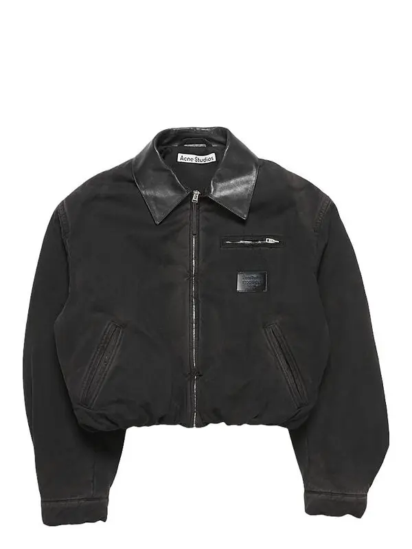 Acne Studios Leather Collar Bomber Jacket - Dark Brown