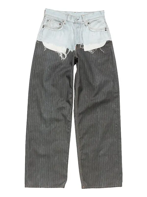 Acne Studios Two Tone Wide Leg Jeans - Blue/black