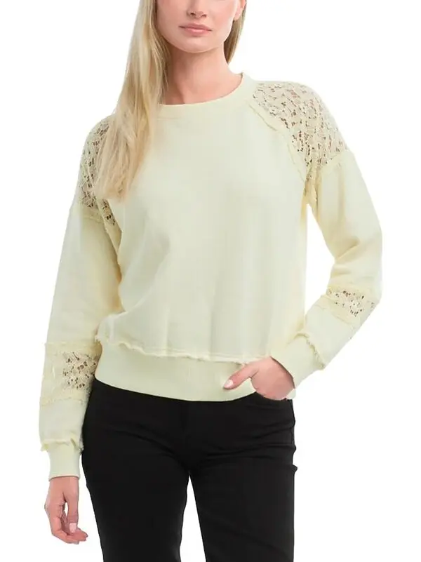 WILT CLOTHING Lace Detailed Sweatshirt - Transparent Yellow