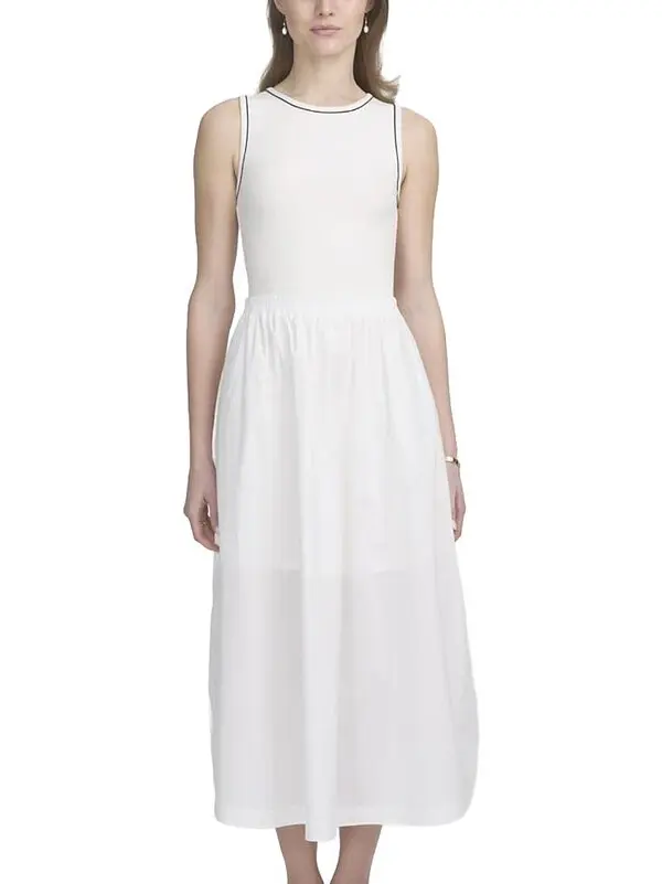 ELLE COLLECTION Mix Media Tank Dress - White Black