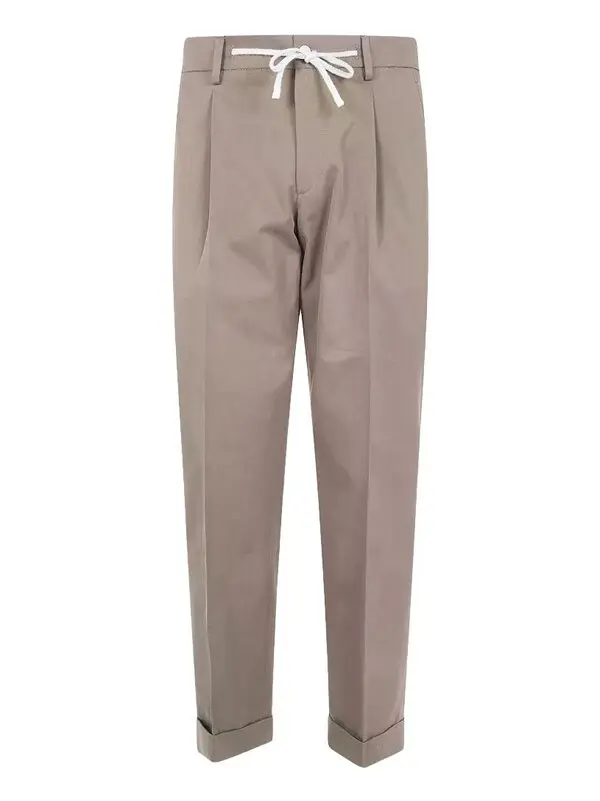BARBA NAPOLI Pleated Drawstring Trousers - Neutrals
