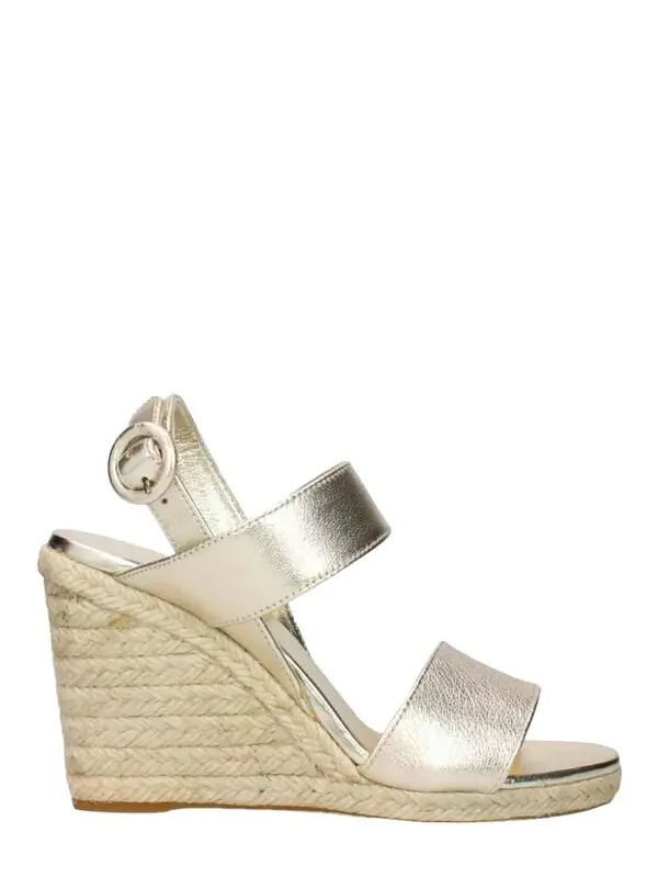 Prada Leather Wedge Sandals - Gold
