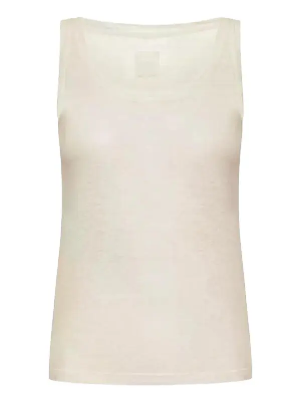 120% Lino Scoop-neck Linen Top - Neutrals