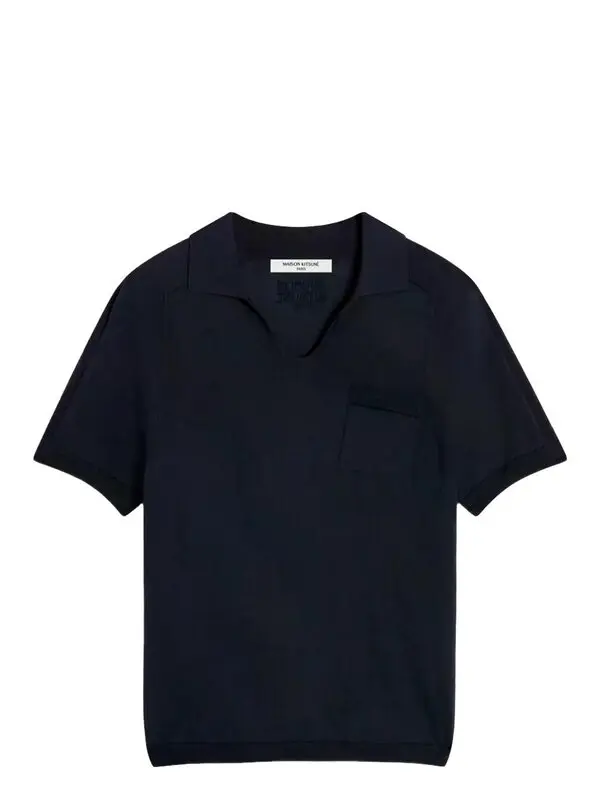 Maison Kitsuné Knitted V-neck Shirt - Blue