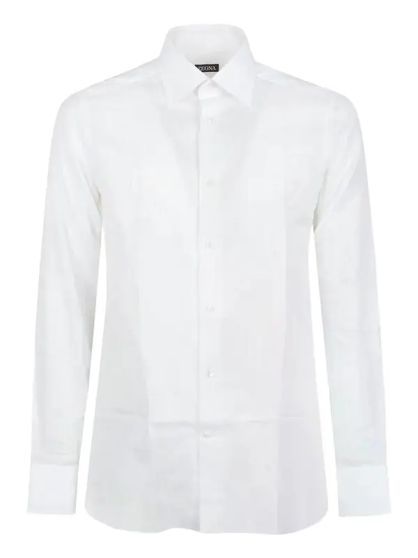 Zegna Piqué-weave Long-sleeve Shirt - White