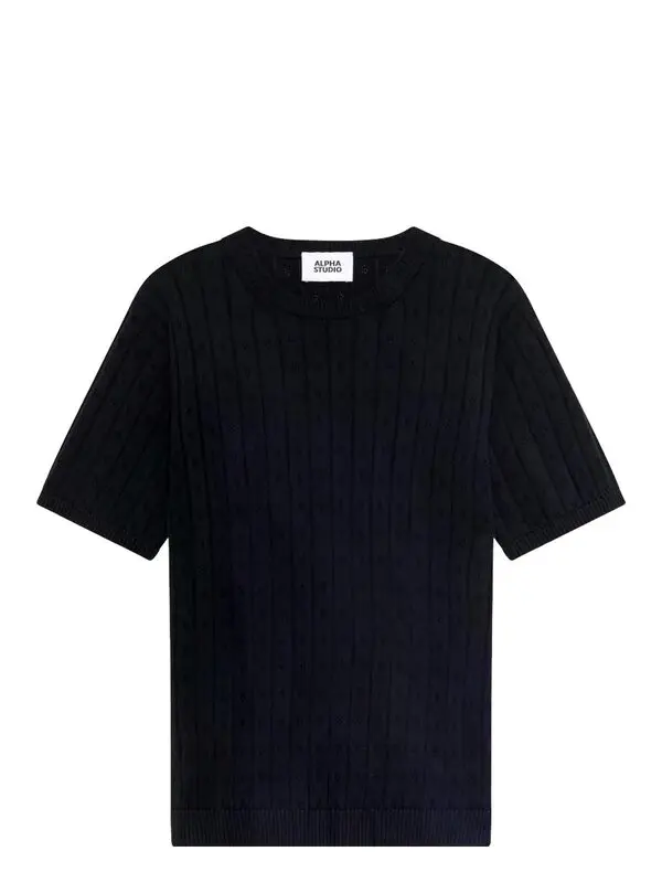 Alpha Studio Short-sleeved Sweater - Blue