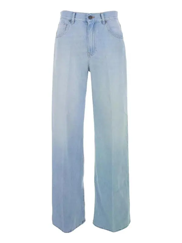 GRIFONI Faded-wash Wide-leg Jeans - Blue