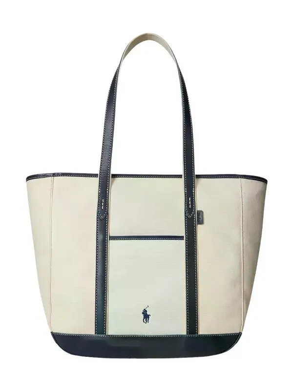 Polo Ralph Lauren Leather-trimmed Canvas Tote Bag - Neutrals