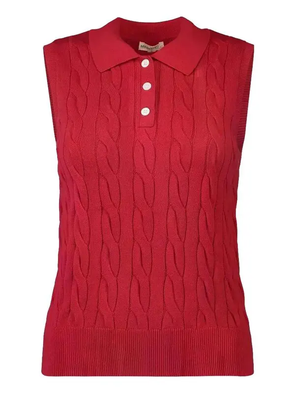Minnie Rose Cable-knit Sleeveless Top - Red