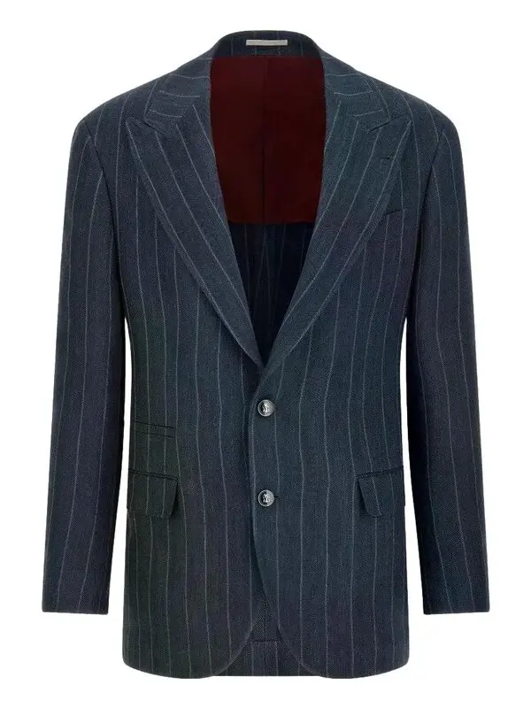 Brunello Cucinelli Pinstriped Blazer - Blue