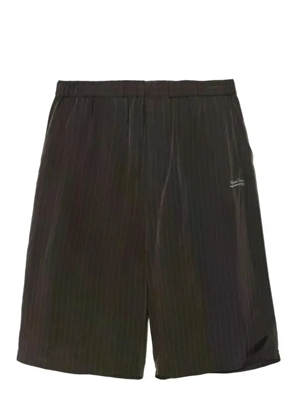 Undercover Pinstripe Logo-embroidered Shorts - Brown