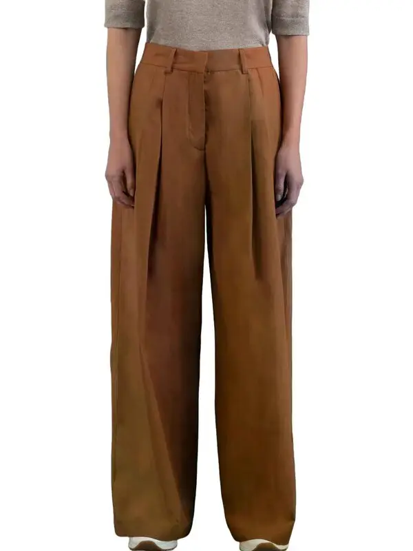 MOORER Rumy Wide-leg Trousers - Brown