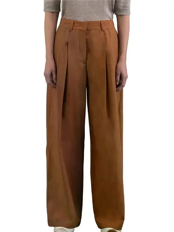MOORER Rumy Wide-leg Trousers - Brown