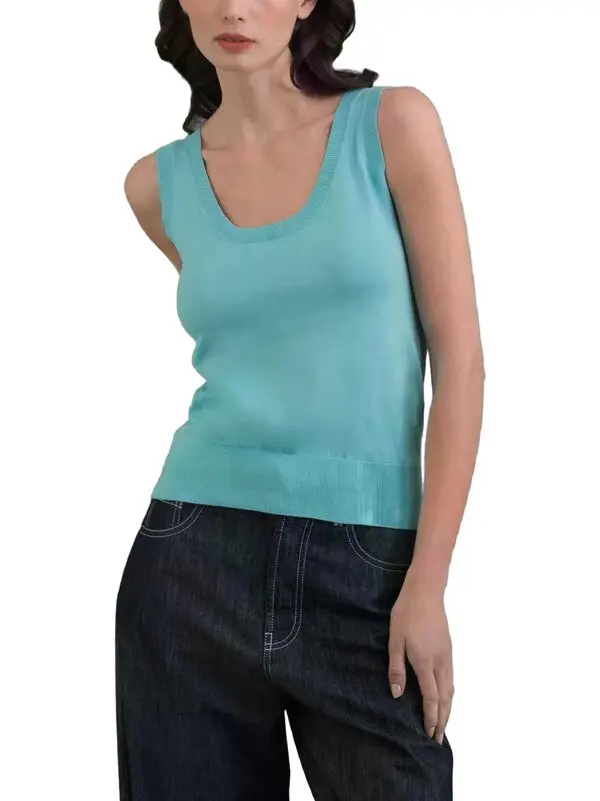 MOORER Sabela Ribbed-trim Tank Top - Blue