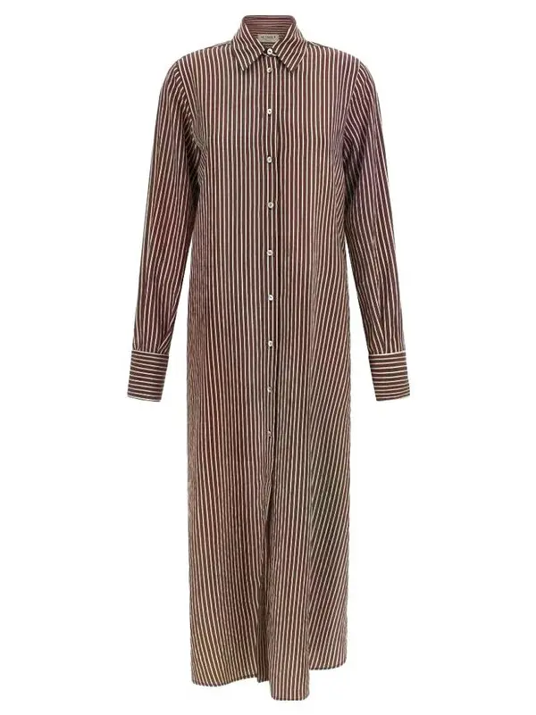 LE TWINS Brina Striped Midi Dress - Brown