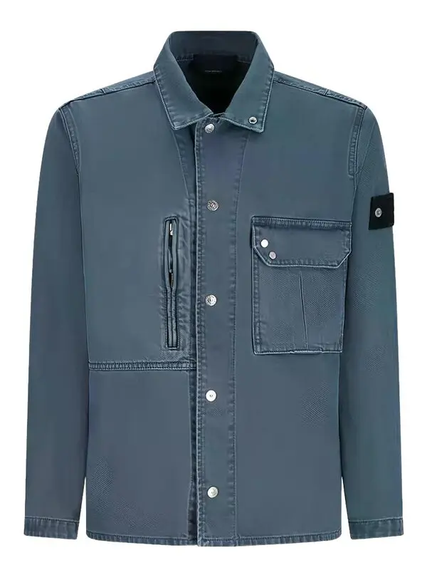 Stone Island Logo-patch Pocket Shirt - Blue