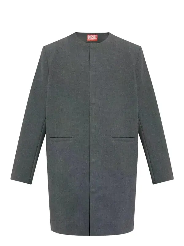 DIESEL® Single-breasted Collarless Overcoat - Grey