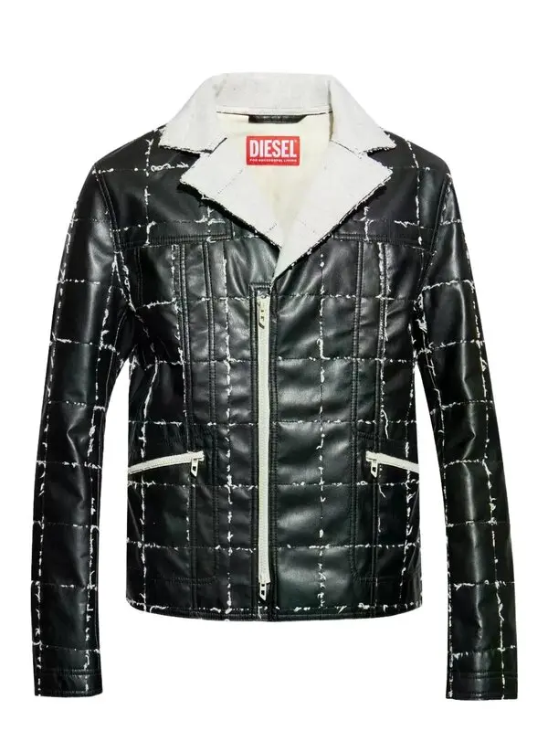 DIESEL® Quilted Panelled Biker Jacket - Black