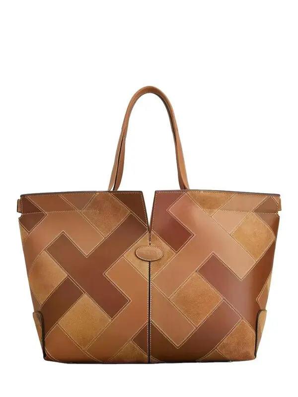 TOD'S Intarsio Shopping Tote - Brown