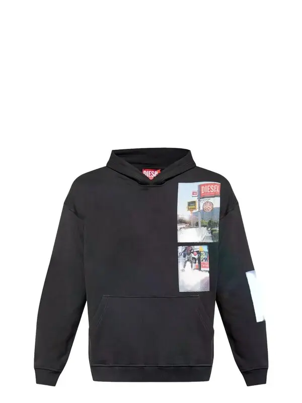 DIESEL® Photographic-print Hooded Sweatshirt - Black