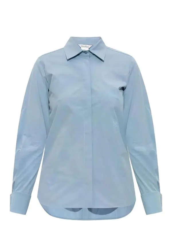 Max Mara Logo-embroidered Cotton Shirt - Blue