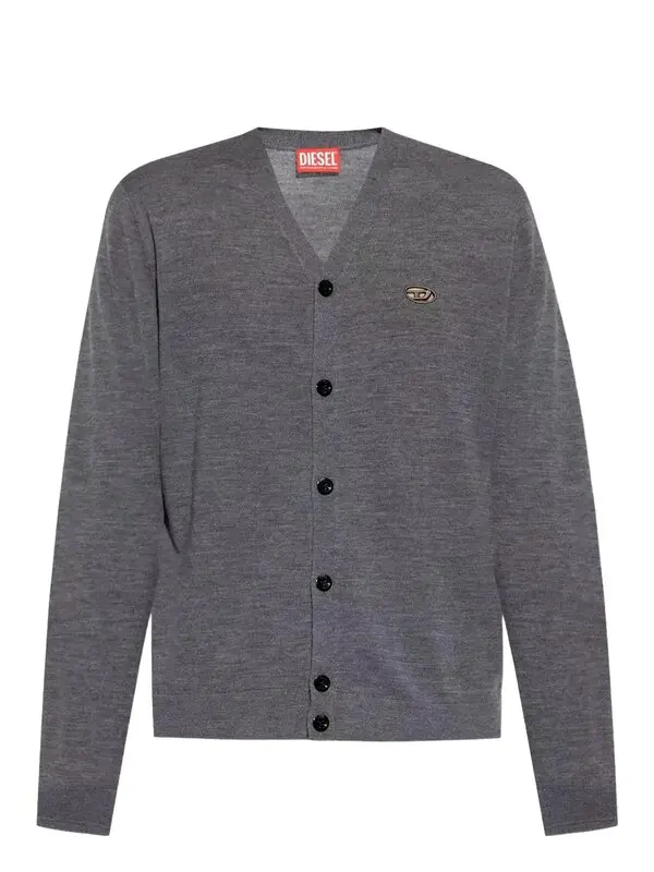 DIESEL® Buttoned V-neck Wool Cardigan - Grey