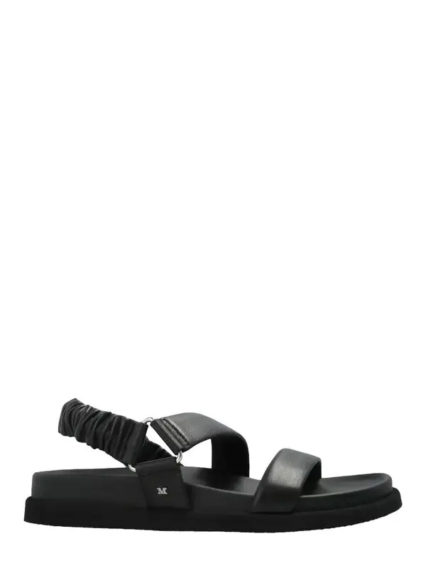 Max Mara Mxamacro Ruched Strap Leather Sandals - Black