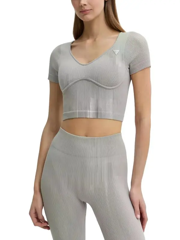 Guess Martina Ribbed Cropped Top - Grey